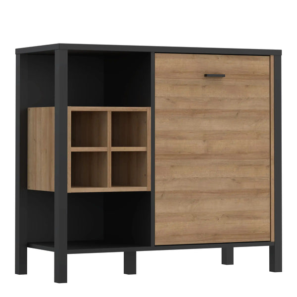 High Rock Storage Unit Display Cabinet In Matt Black and Riviera Oak ...