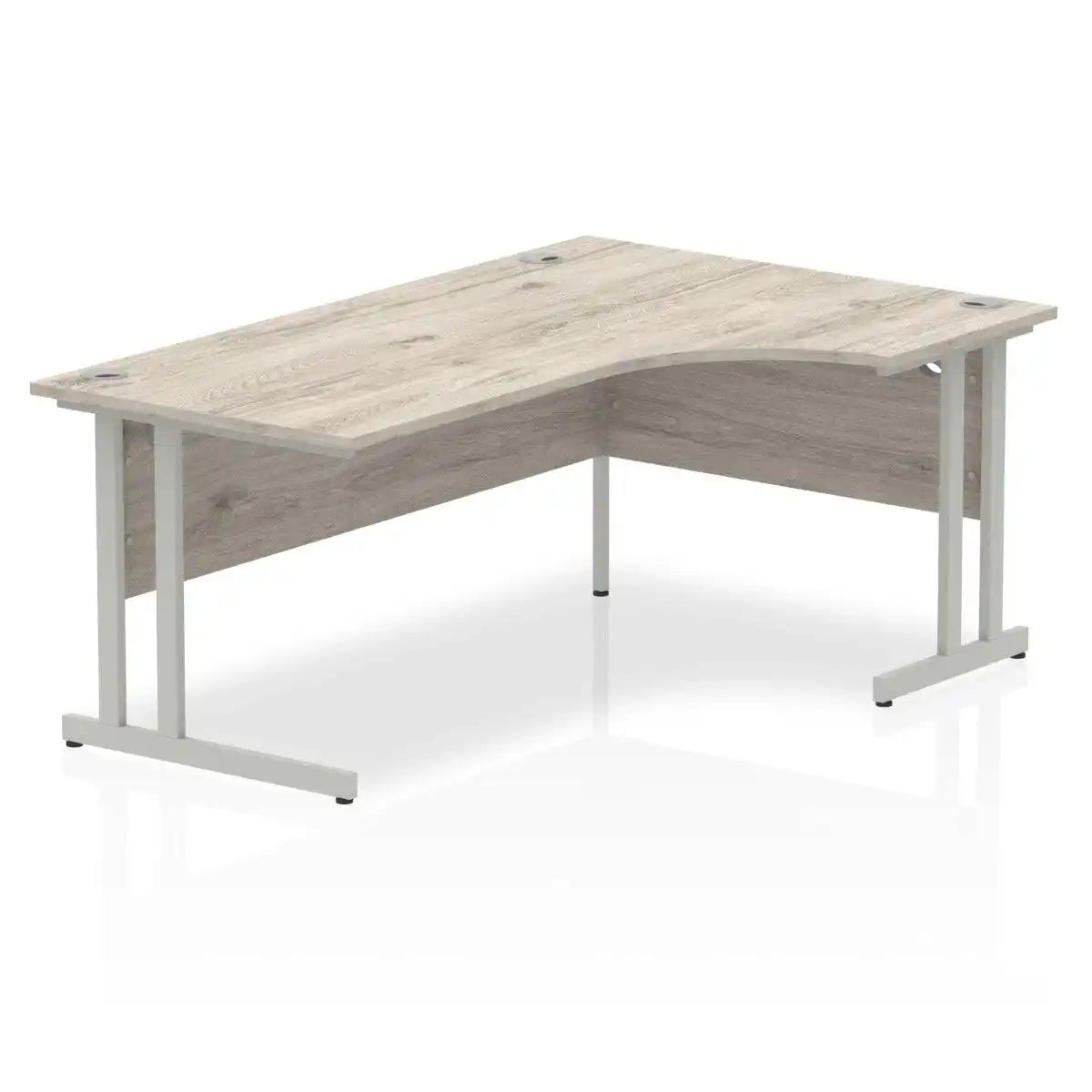 Impulse Crescent Desk with Grey Oak Top and Silver Cantilever Leg ...