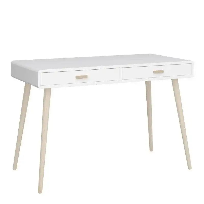 Mino Home Office Writing Desk With 2 Drawers In Pure White – Price ...