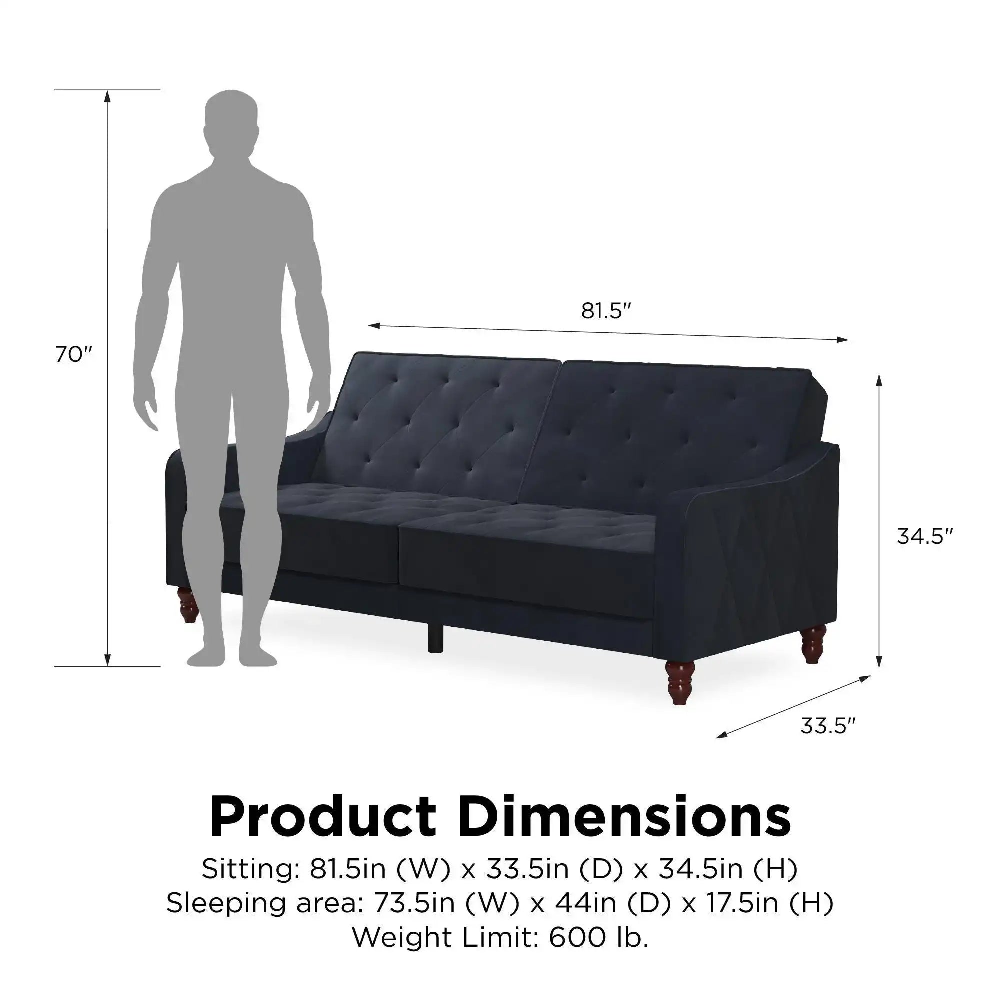 Novogratz vintage tufted split back futon store