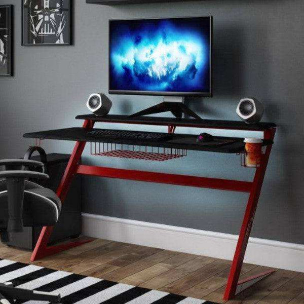Aries Carbon Fibre Effect Gaming Desk with Storage by Alphason – Price ...